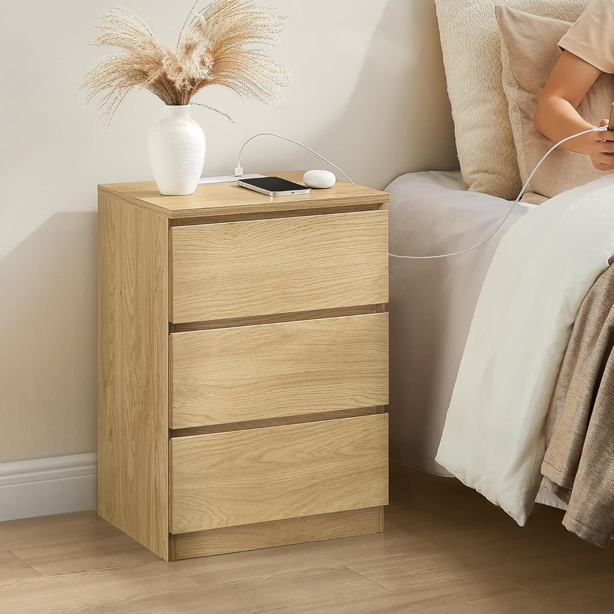 VASAGLE Bedside Table with Power Strip – Serena Home